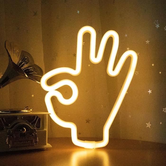 Néons Led,Ok Geste Enseignes Au Néon Blanc Chaud Mur Néon Lumière Usb ...