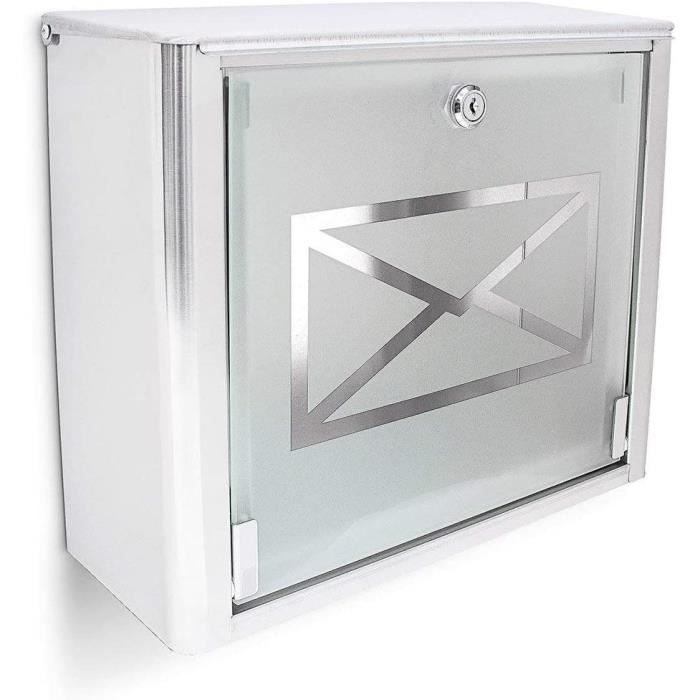 Boîte aux lettres murale en Inox avec porte en verre opal motif ...