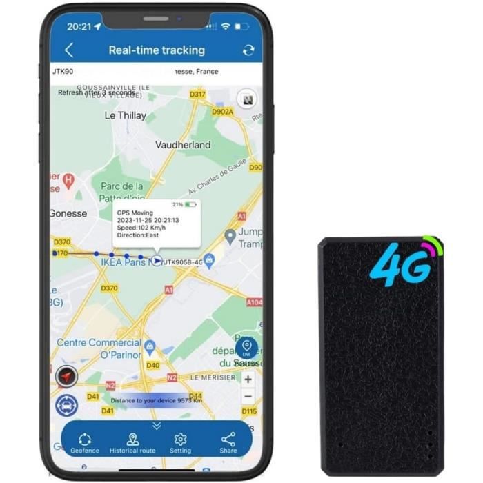 Mini traceur GPS 4G avec mini traceur GPS Live App aucun abonnement requis GPS portable Tk901 ...