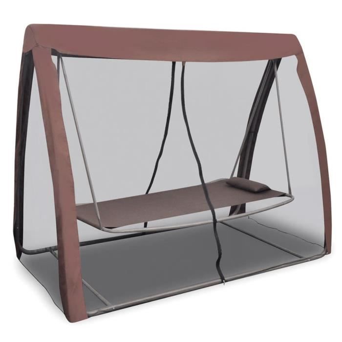 Lit balancelle de jardin avec moustiquaire Brun - Cdiscount Jardin