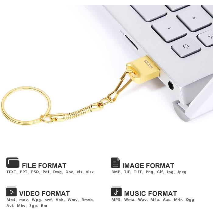 Clé USB 64Go, Métal Drive USB 2.0 64Go Thumb Flash Drive Imperméable Mini Pen Drive Portable ...