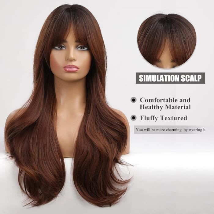 Femmes Boucles Vague Perruque Naturel Résistant À La Chaleur Perruque ...