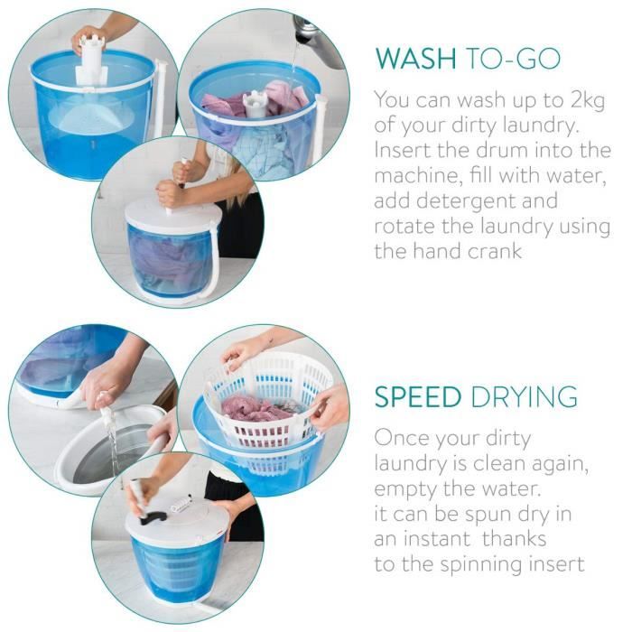 Navaris Mini Machine à Laver Manuelle - Petit Lave-Linge Portable avec ...
