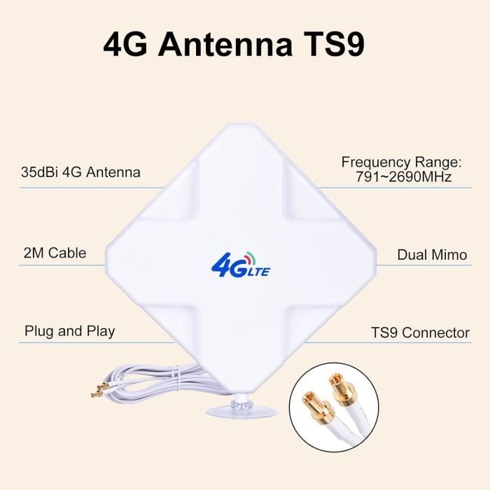 4G Lte Antenne Ts9, 35Dbi Haut Gain Antenne Wifi Signal Booster ...