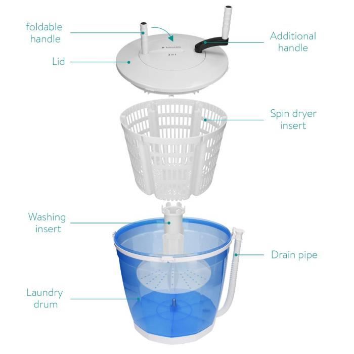 Navaris Mini Machine à Laver Manuelle - Petit Lave-Linge Portable avec ...