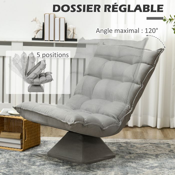 Fauteuil de sol HOMCOM paresseux fauteuil relax fauteuil salon design ...