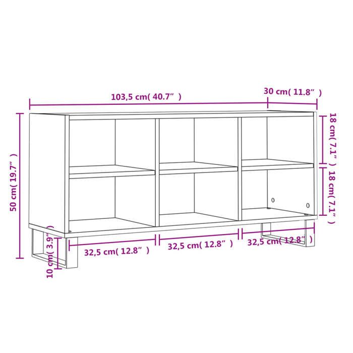 Meuble TV - HELLOSHOP26 - 103,5 x 30 x 50 cm - Bois d'ingénierie ...
