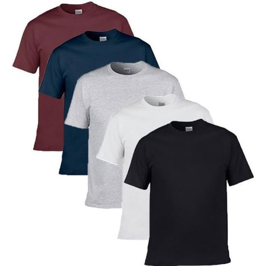 Lot de 5 Tee Shirt Homme,T Shirt Homme en Coton Unis à Col Rond été de ...