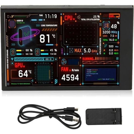 Mini Écran Ips Usb 3,5 Pouces, 3,5 Pouces Ips Dimmable Dual Usb C Pc ...