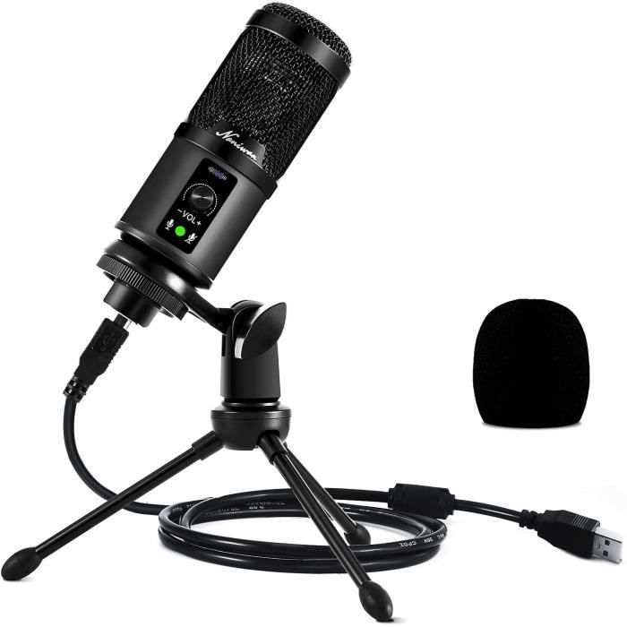 Microphone USB à condensateur pour PC avec support - 192 KHZ-24 bits ...