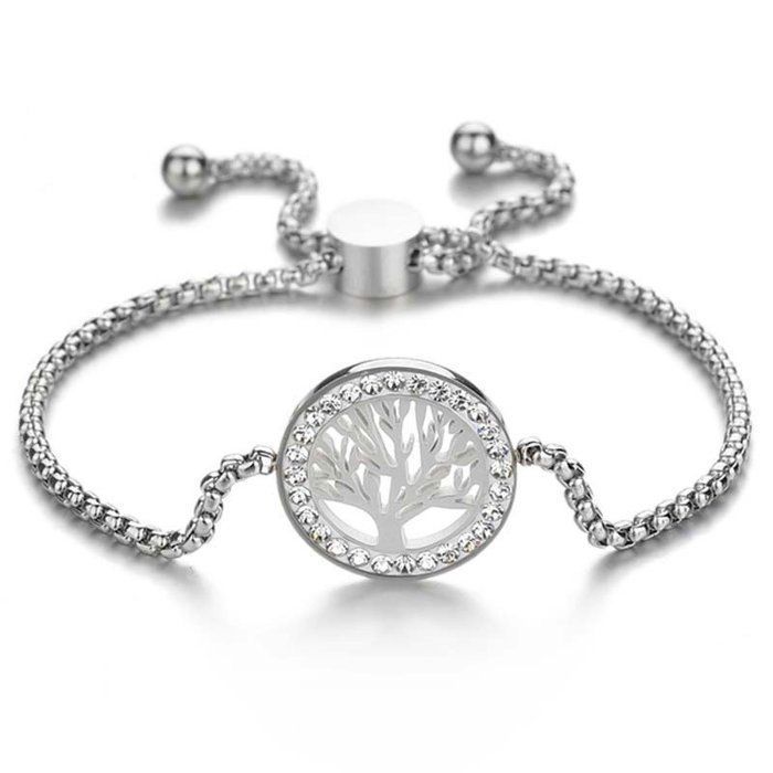 Bracelet Femme - Arbre de Vie - Couleur argent - Longueur Réglable ...