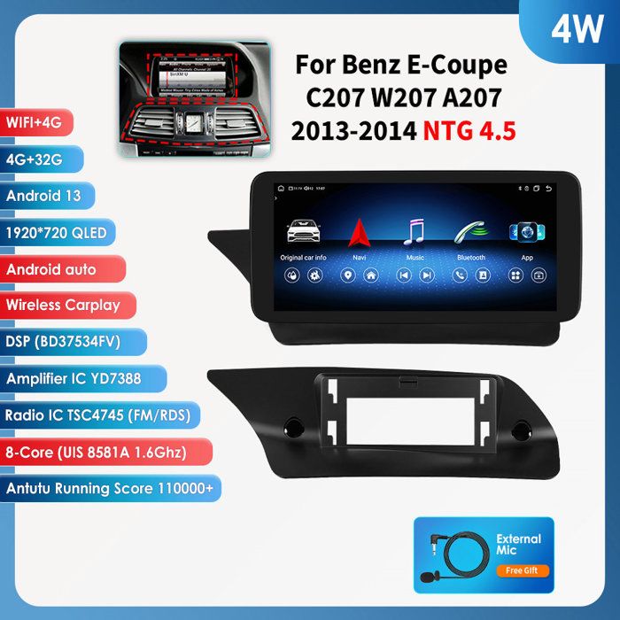4+32G Android autoradio 2din carplay pour Mercedes Benz w212 E-Class E200 E230 E260 E300 S212 ...
