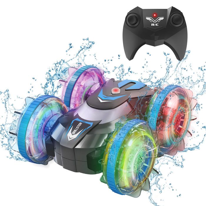 Vehicule Radiocommandée, Voiture Télécommandée, 2.4GHz RC Amphibie, 360° Rotation Camion ...