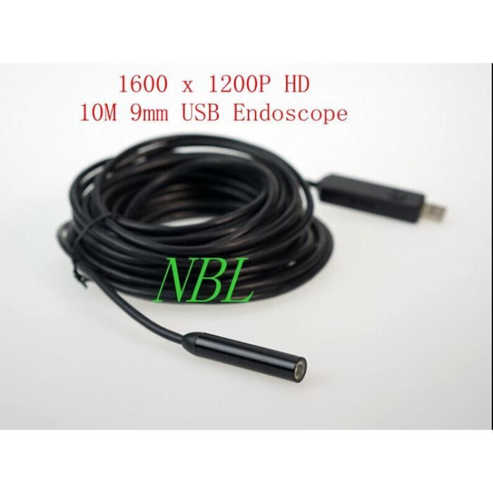 10m - Le noir - Endoscopes industriels USB HD 10M 9mm, câble étanche ...