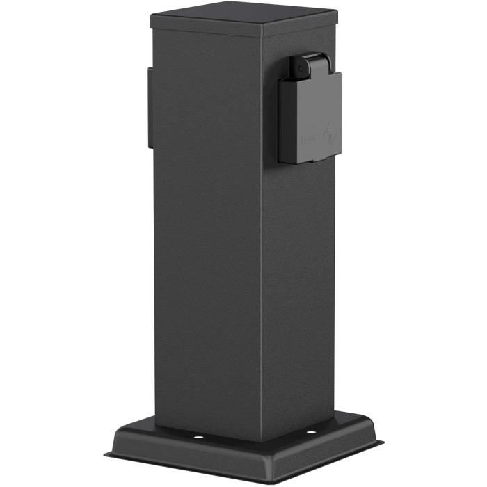 Garten Colonne de Prises Polly pour l'extérieur, IP44, 2X, Noir, carré ...