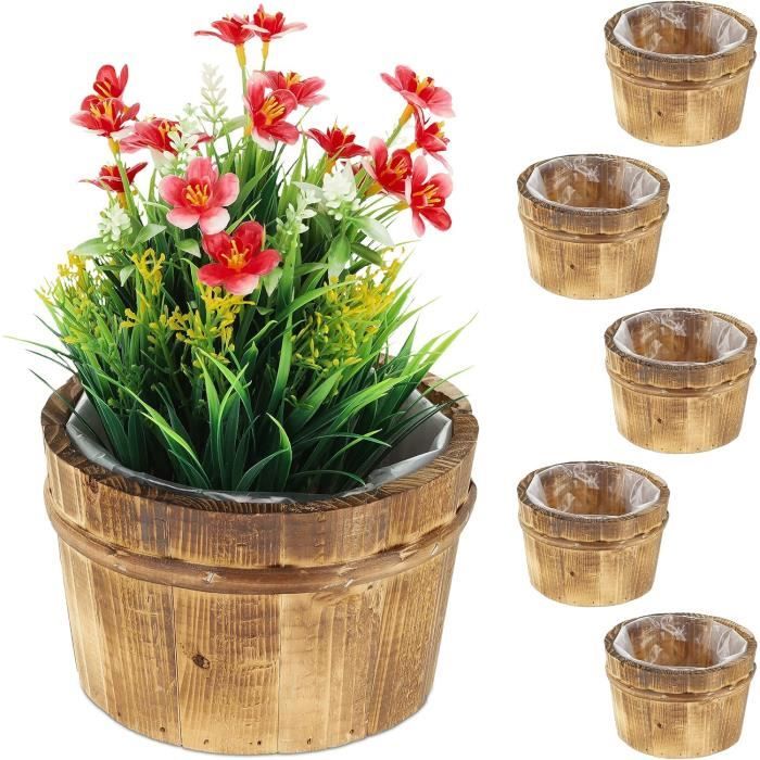 Pot De Fleurs En Bois, Lot De 6, Pour Plantation Et Décor De Jardin ...