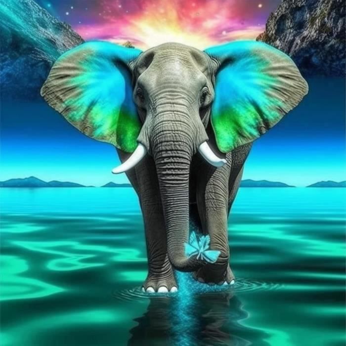 Leejoy 5D Diamond Painting Complet Eléphant Papillon, Diamant Peinture ...
