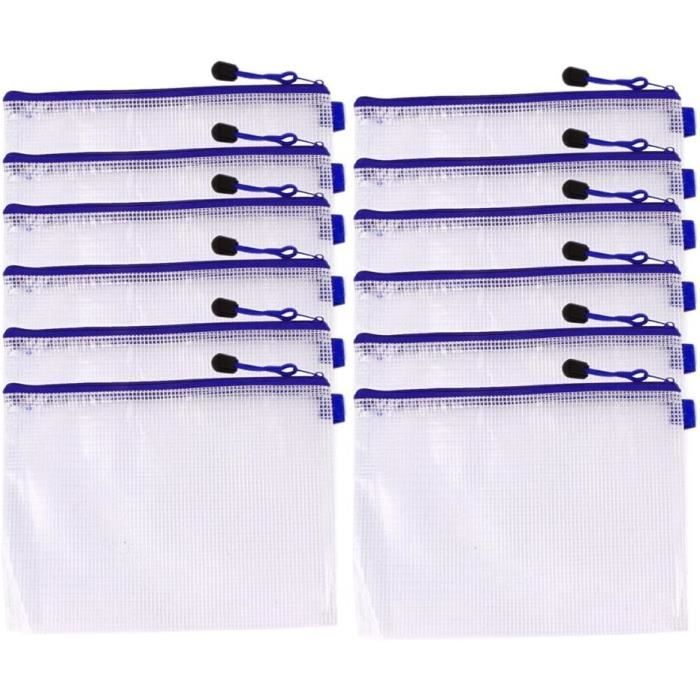 12pcs Chemise Paquet Portefeuille Pochette en PVC Zip Document Dossier ...