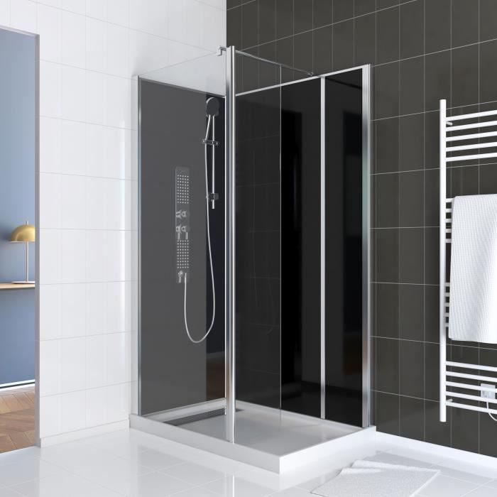 Ensemble complet douche à l'italiennne receveur bas 80x120 + panneaux ...
