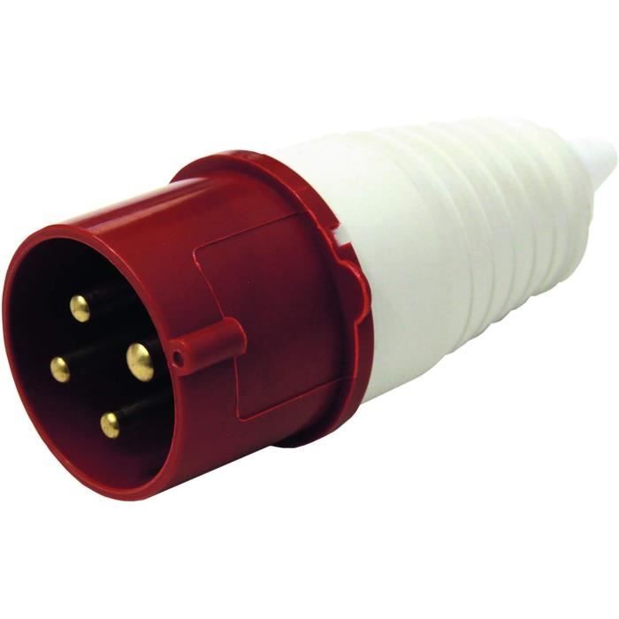 80857 Fiche Mâle Industrielle, Iec, 32A, 3P+T, 380V, Ip44, Rouge[n1706 ...