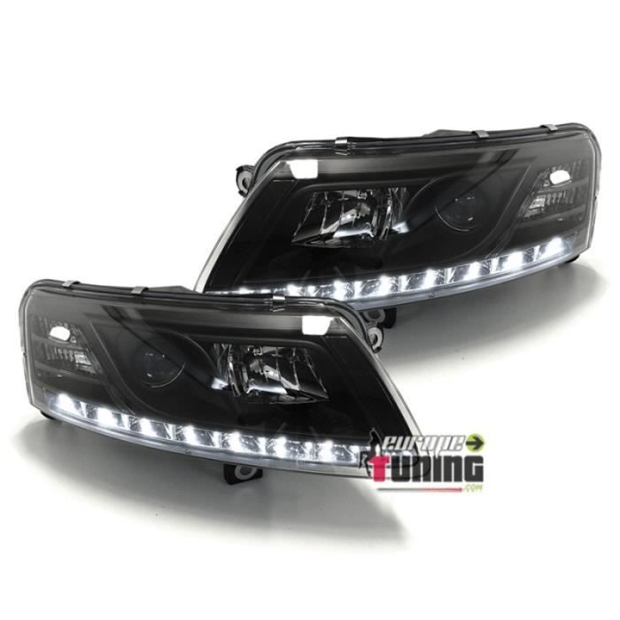 PHARES FEUX AVANTS LED DE JOUR AU XENON AUDI A6 C6-4F 2004-2008 NOIRS ...