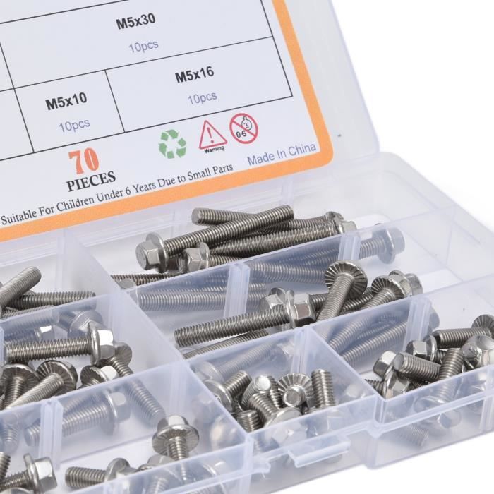 Kit d'assortiment de boulons M5 - OMABETA - 70 pièces en acier inoxydable 304 - plusieurs ...