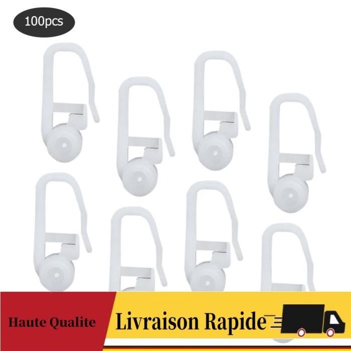 Qiilu 100 Crochets pour Rail de Rideau en Plastique Universel pour ...