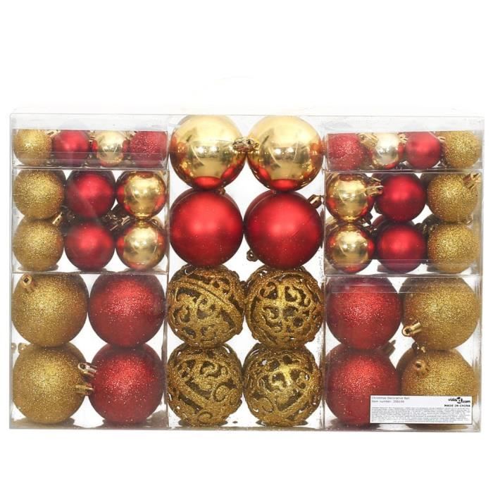 Boules de Noël 100 pcs doré et rouge bordeaux 3 - 4 - 6 cm - SALALIS - DP3067 - Cdiscount Maison