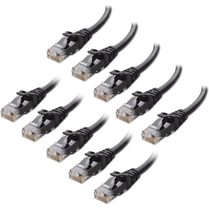 Pack De 10, 10 Gbit-S Câble Ethernet Court Cat6 Snagless 1,5M (Câble ...