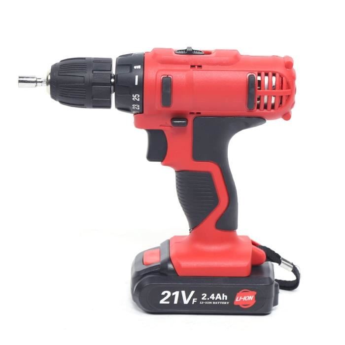 Perceuse Électrique 21V 2 Vitesses LED Sans Fil Perceuse Visseuse Sans ...