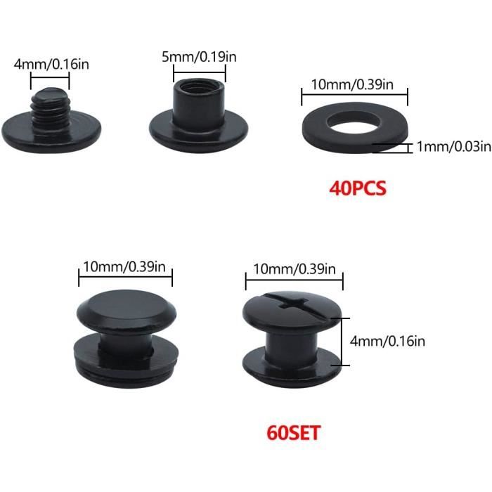 60 M5X4Mm Chicago Vis Post Reliure Vis Kit (Noir Mat)[u1624 ...