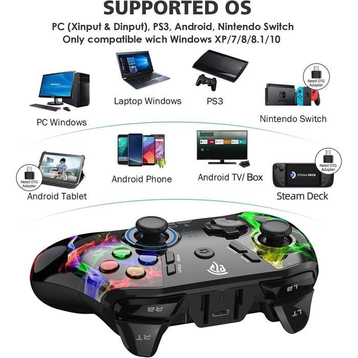 Manette Pc Sans Fil, Manette Ps3, Wireless 2.4G Manette Avec Double ...