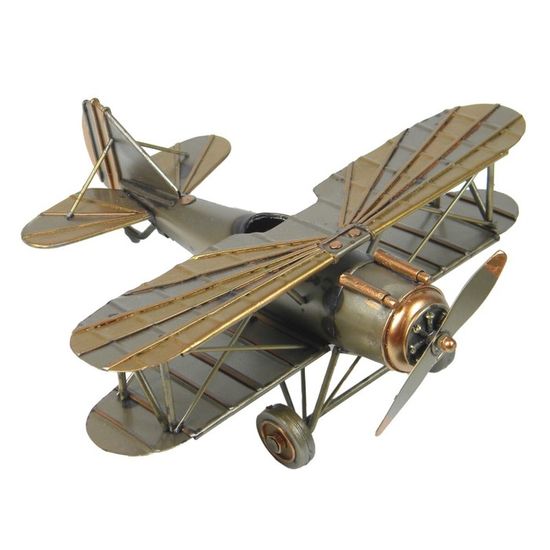AVION Biplan rétro en métal Décoration Vintage Miniature en métal ...
