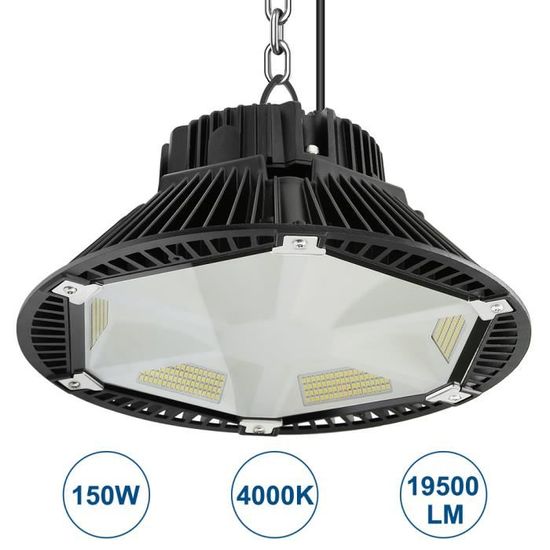Lustre Suspension Rond 150W, 4000K, Anti-Éblouissement et Étanche IP65 ...