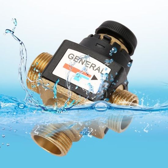 XUY-Duokon Soupape Vanne de mélange thermostatique en laiton à filetage mâle DN20 à 3 voies pour ...