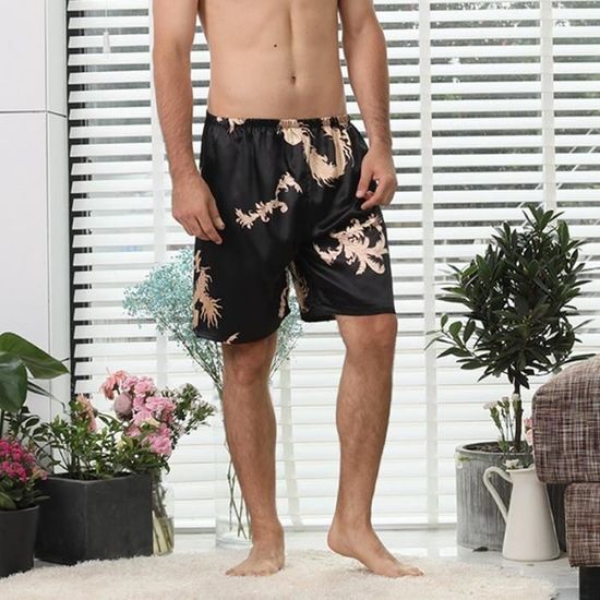 Boxer-shorty - Hommes - Imitation soie - Satin - Imprimé - Blanc Blanc ...