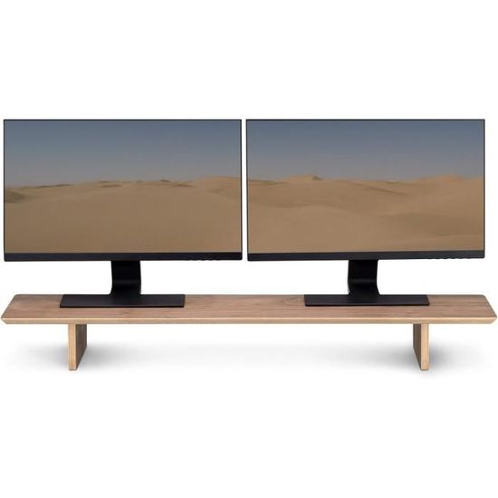 Support pour écran - NAVARIS - Bois de Noyer - Double Moniteur - 50 kg ...