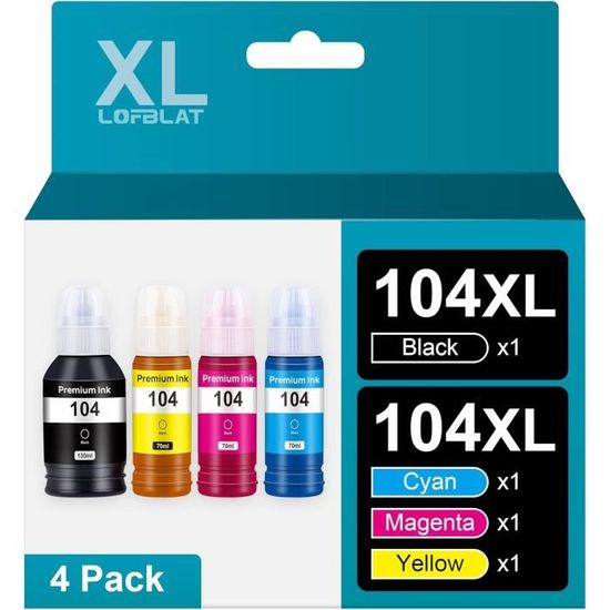 104 Encre Multipack Compatible Pour Epson 104Xl D'Encre Pour Epson Et-2710 Et-2711 Et-2712 Et ...