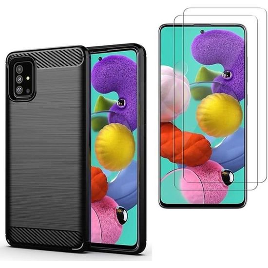 Pack de protection - VCOMP - Samsung Galaxy A51 - Coque Silicone Fibre ...