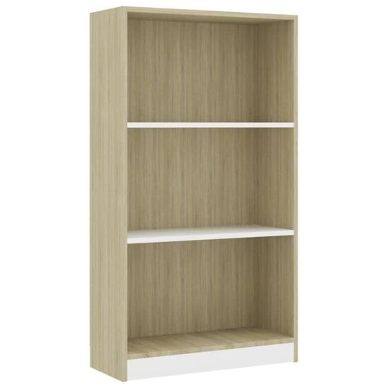 VidaXL Bibliothèque 3 niveaux Blanc chêne 60x24x109 cm Bois ingénierie ...