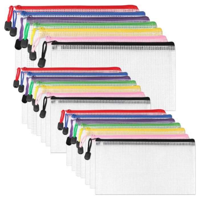 21Pièces Pochette Document Zippée,A4+A5+A6 Pochette Zippée 7 Couleurs ...