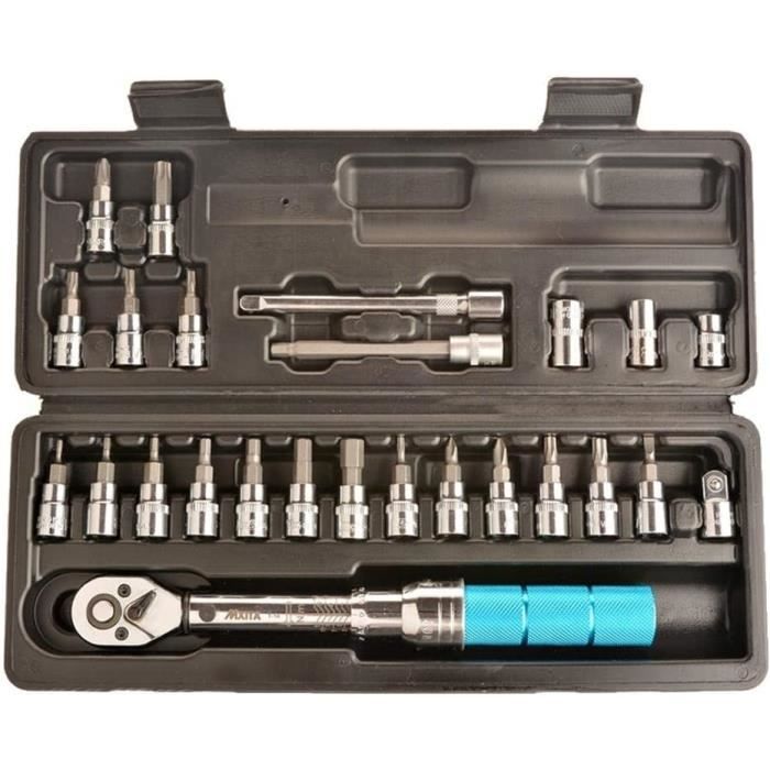 Clés dynamométrique de vélo Kit 1-4" 2~14NM(25pcs) Coffret Cliquet Douilles à cliquet Kit de ...
