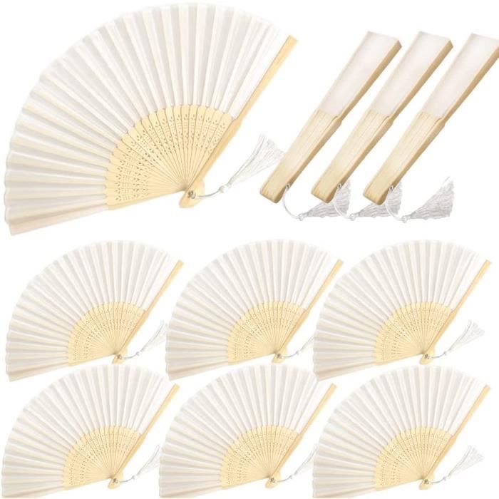 Eventail 10 Pièces Eventail Mariage Éventail Blanc Éventail Bambou ...