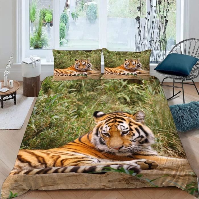 Housse De Couette 200X200 Tigre De Sibérie Animal De La Jungle Parure ...