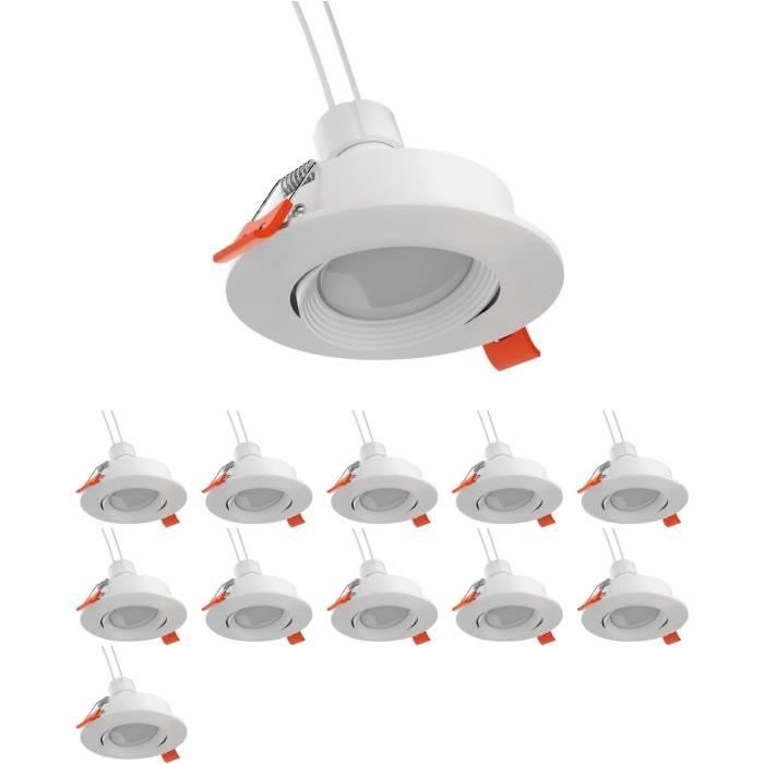 12 spots encastrés au plafond KUN, ronds, orientables GU10 LED 630lm ...