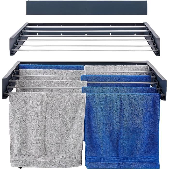 Étendoir à linge mural pliable en acier inoxydable pour l'intérieur et l'extérieur 100 cm.[Q527 ...