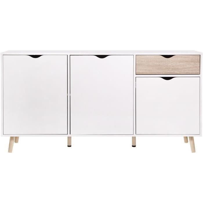 SHOT CASE - Buffet ILDA - effet bois et blanc - Style scandinave - 3 ...