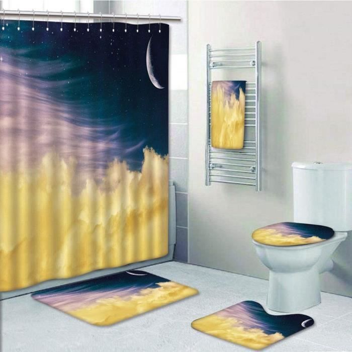 Dreamy Night Sky Crescent Moon Stars Galaxy Universe 5 pièces rideau de ...