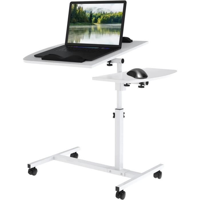 Table de Lit à Roulettes Inclinable,Hauteur Réglable 71-93 CM,Bout de ...