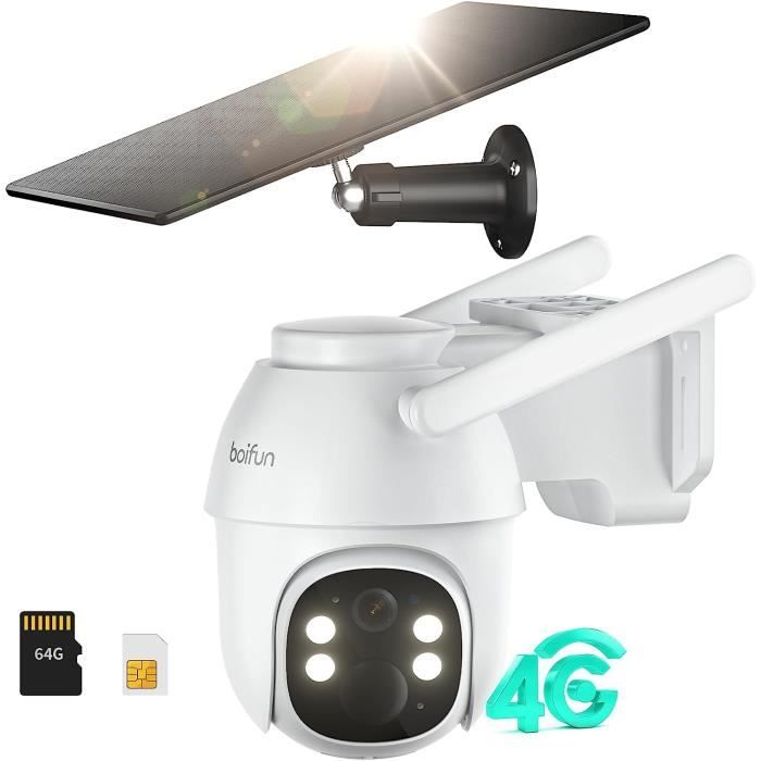 Caméra extérieure sans Wifi 3G/4G BOIFUN - Noir - PTZ - Alarme sonore ...
